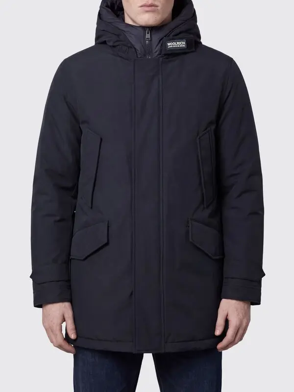 Woolrich Short Hooded Utility Parka In Cotton-nylon With Concealed Closure