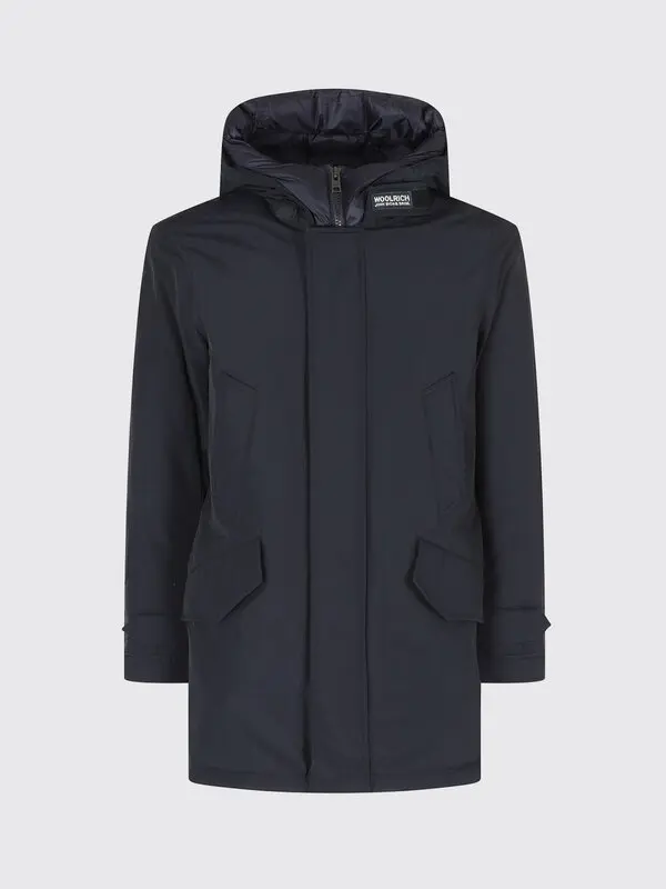 Woolrich Short Hooded Utility Parka In Cotton-nylon With Concealed Closure