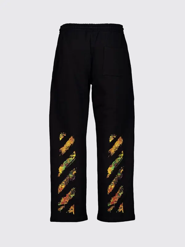 Off-White Diagonal Stripes Cotton Jogging Bottoms