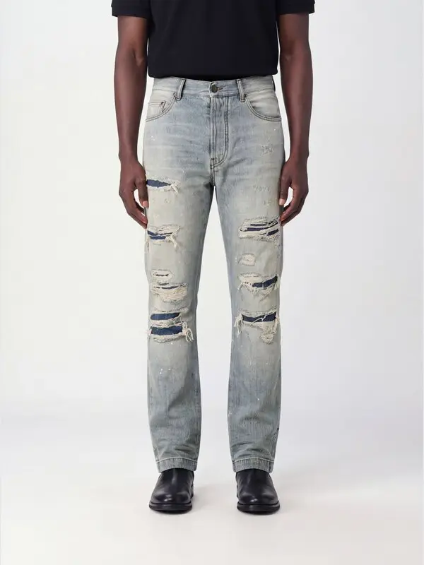 Amiri Mid-rise Straight Fit Distressed Cotton Denim Jeans