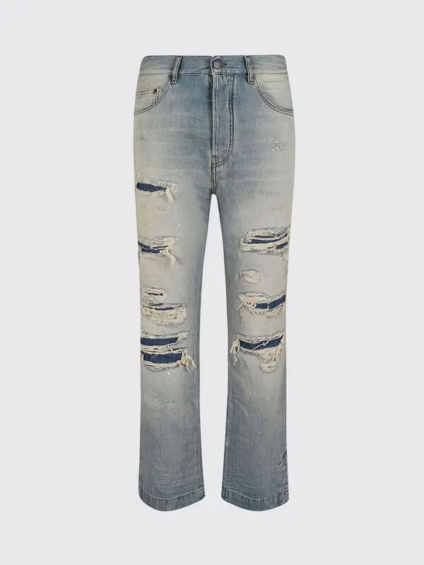 Amiri Mid-rise Straight Fit Distressed Cotton Denim Jeans