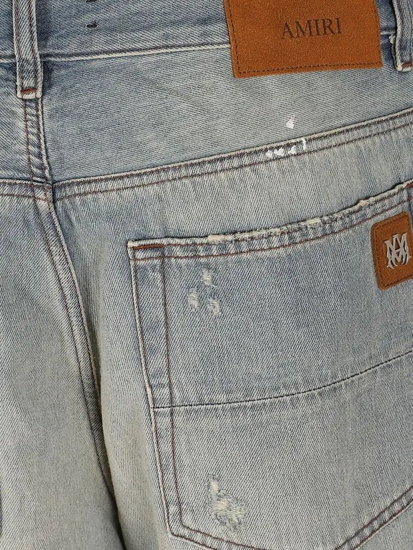 Amiri Mid-rise Straight Fit Distressed Cotton Denim Jeans