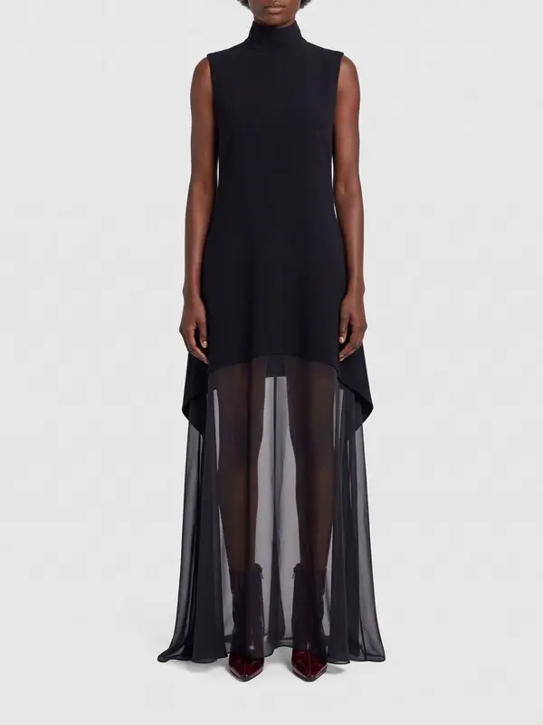 Sportmax Sleeveless High-neck Long Evening Gown In Silk And Viscose - Black
