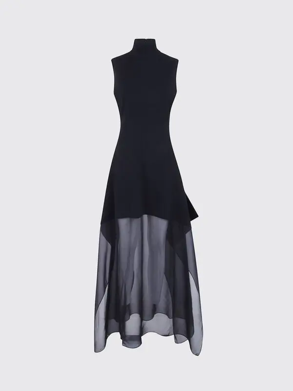 Sportmax Sleeveless High-neck Long Evening Gown In Silk And Viscose