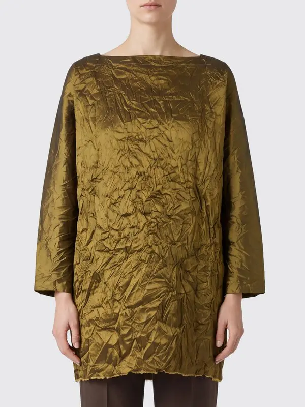 DANIELA GREGIS Long-sleeved Crinkled Silk Blouse - Yellow