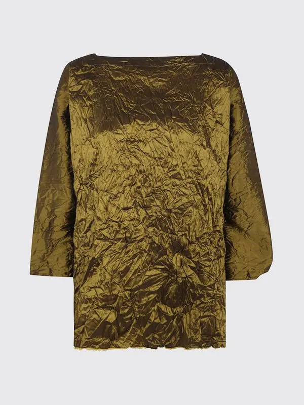 DANIELA GREGIS Long-sleeved Crinkled Silk Blouse - Yellow
