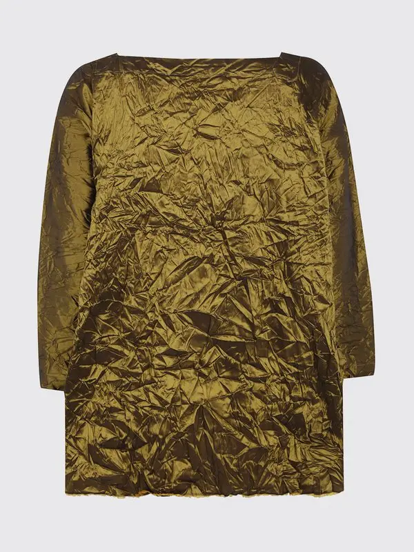 DANIELA GREGIS Long-sleeved Crinkled Silk Blouse - Yellow