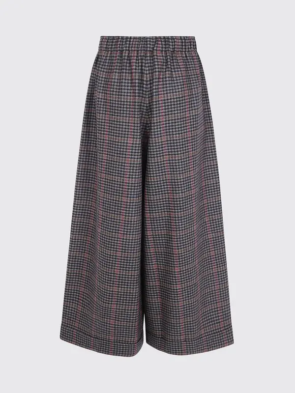 DANIELA GREGIS Check Wool Wide-leg Trousers With An Elasticated Waist