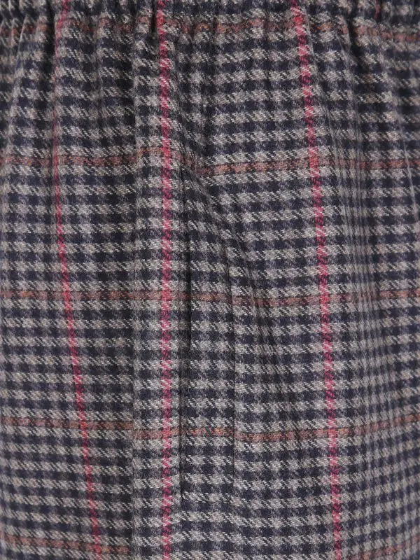 DANIELA GREGIS Check Wool Wide-leg Trousers With An Elasticated Waist