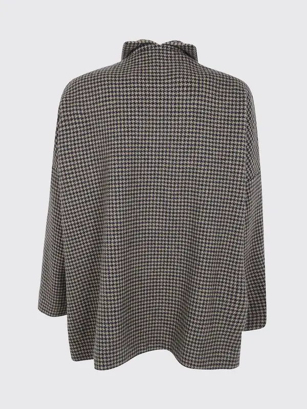 DANIELA GREGIS Houndstooth Wool Single-breasted Short Coat