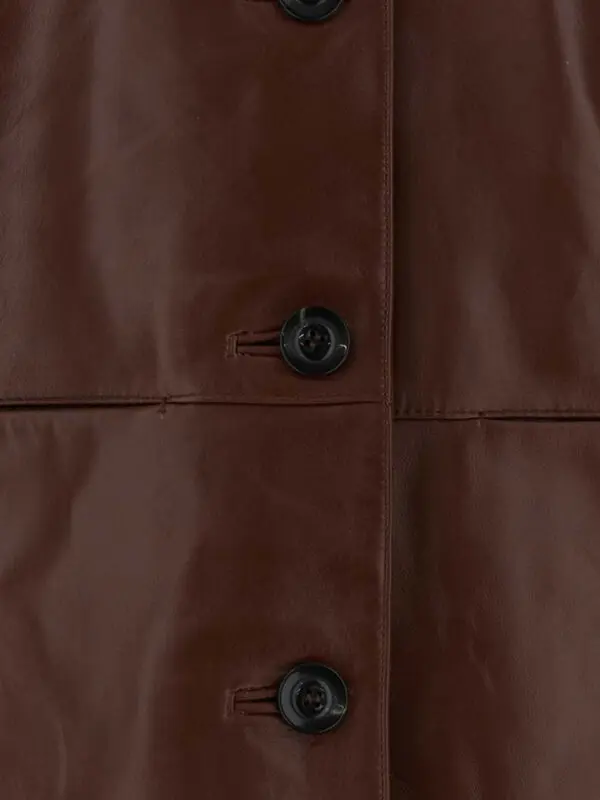 Soeur Knee-length Single-breasted Lambskin Leather Jacket