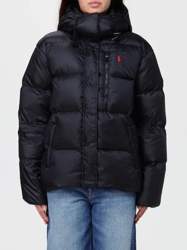 Polo Ralph Lauren Short Hooded Down Jacket In Recycled Nylon With Pony Logo - Black