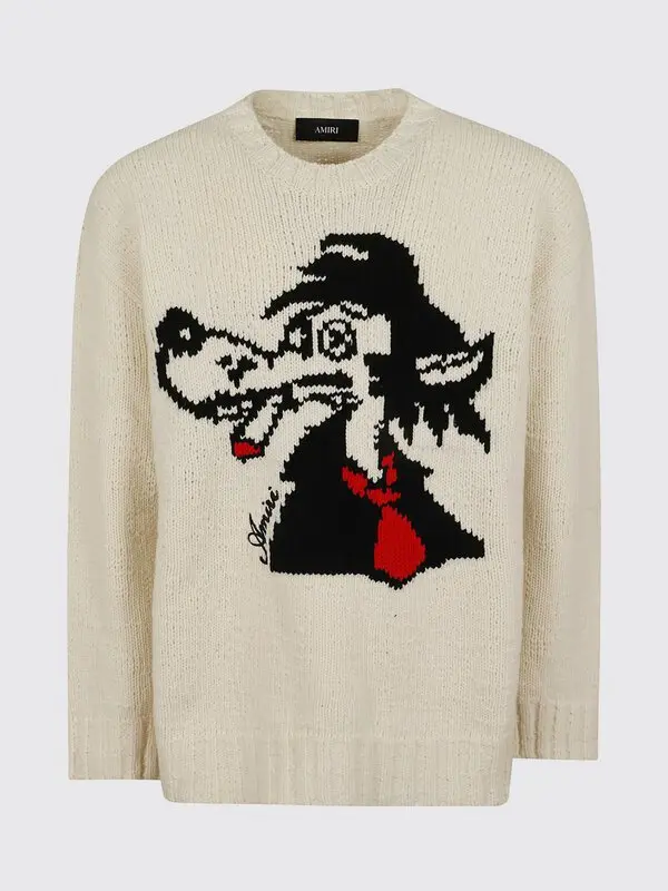 Amiri Wolf Wool And Cashmere Blend Jumper With Graphic Print And Crew Neck