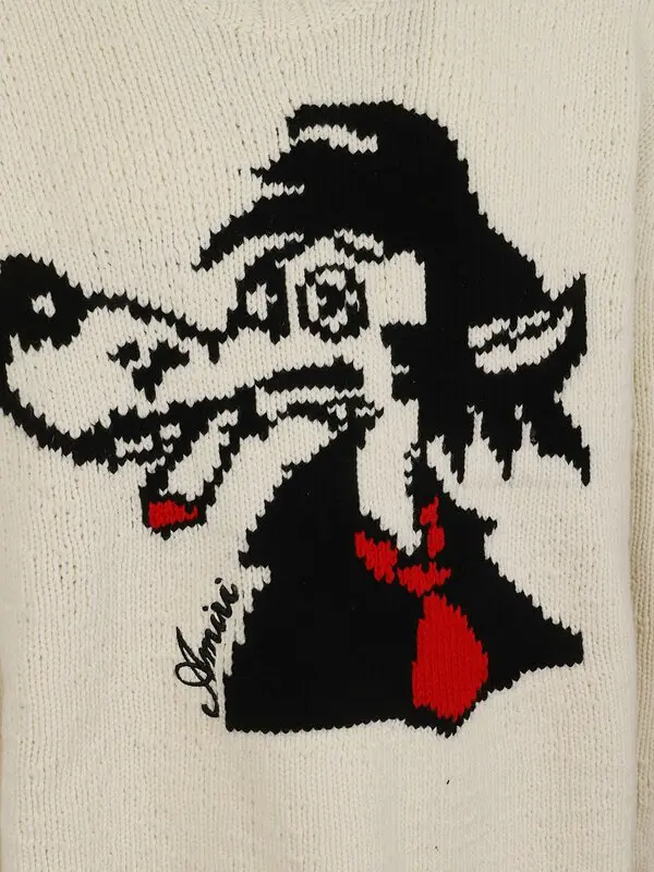 Amiri Wolf Wool And Cashmere Blend Jumper With Graphic Print And Crew Neck