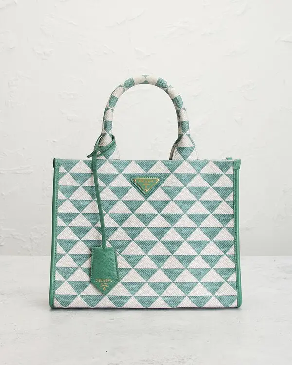 FWRD RENEW Prada Symbole Embroidered Tote Bag