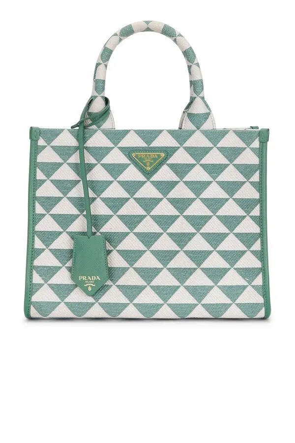 Prada Symbole Embroidered Tote Bag - Green