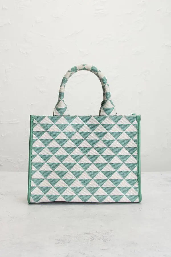 Prada Symbole Embroidered Tote Bag