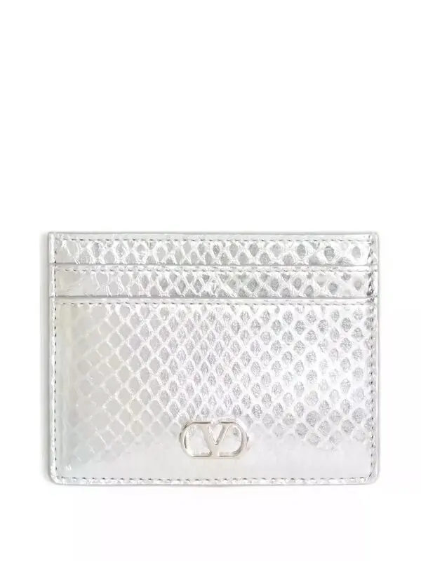 Valentino Garavani Vlogo Signature Cardholder In Laminated Ayers - Silver