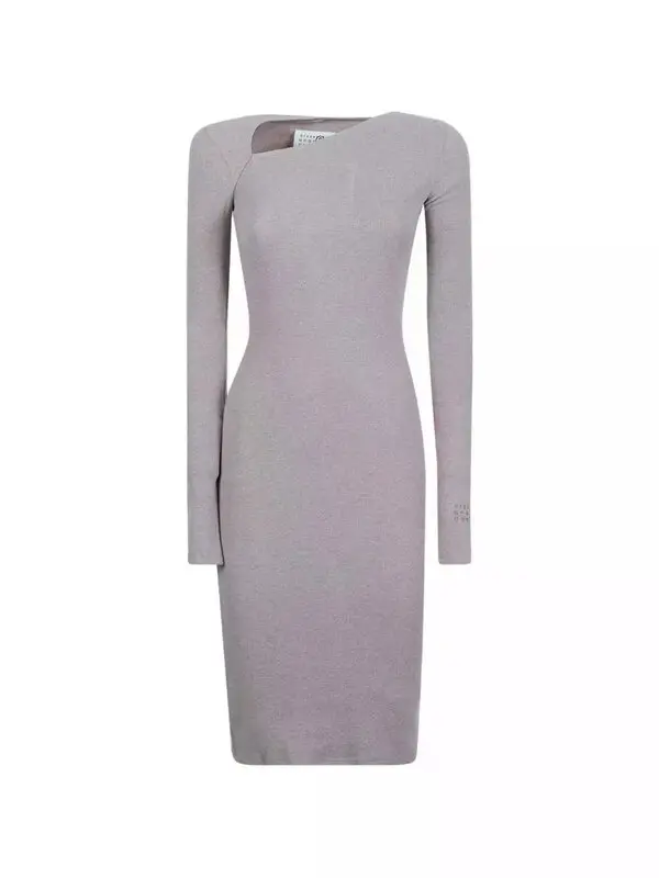 MAISON MARGIELA Ribbed Cutout-detail Midi Dress - Grey