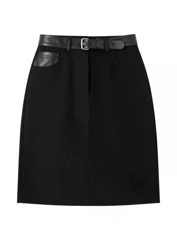 Max Mara Belted Leather-trim Mini Skirt - Black