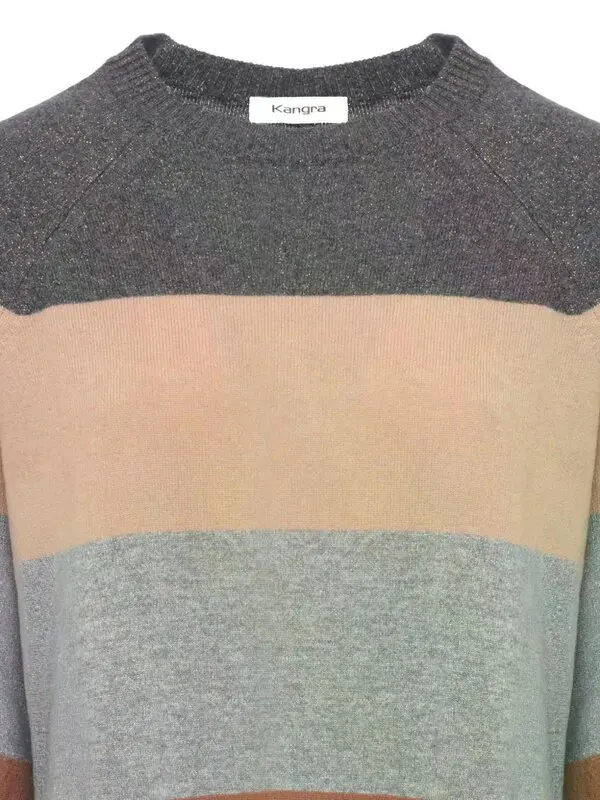 KANGRA Striped Lurex-detail Sweater - Grey
