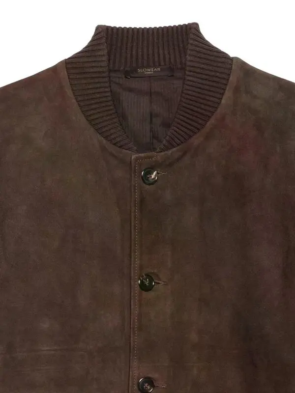 ZANONE Suede-panelled Waffle-knit Jacket - Brown