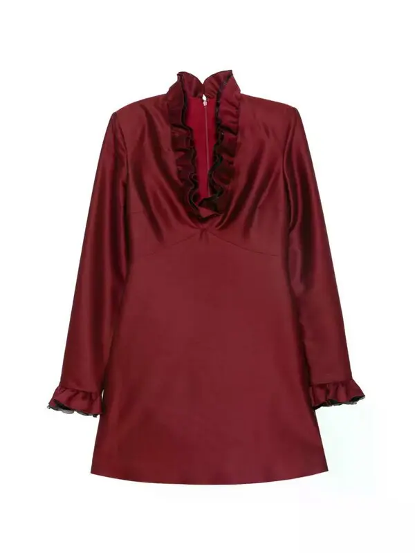 Alberta Ferretti Ruffled Long-sleeve Mini Dress