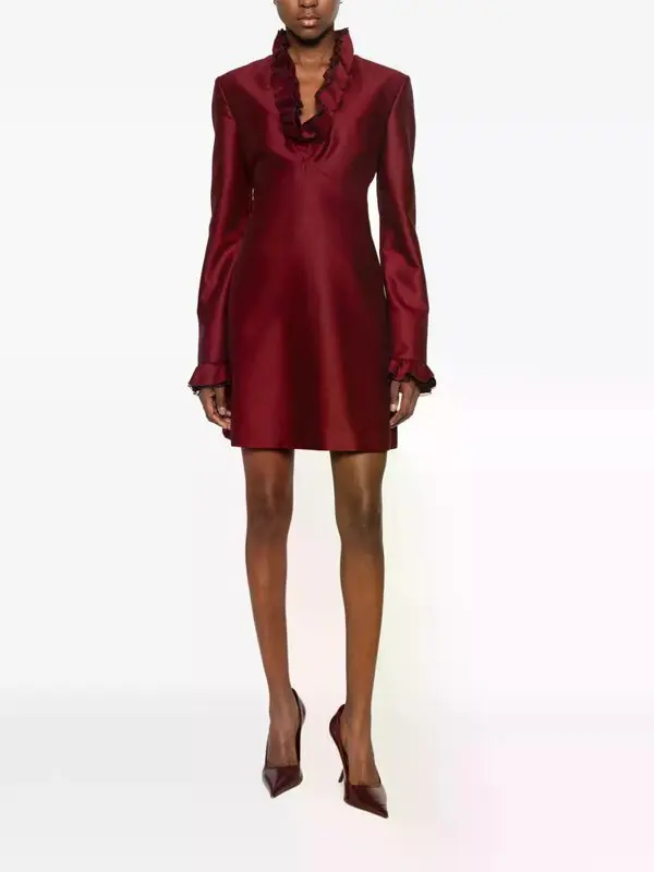 Alberta Ferretti Ruffled Long-sleeve Mini Dress