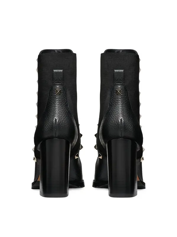 Valentino Garavani Rockstud 80mm Grainy Calfskin Ankle Boots