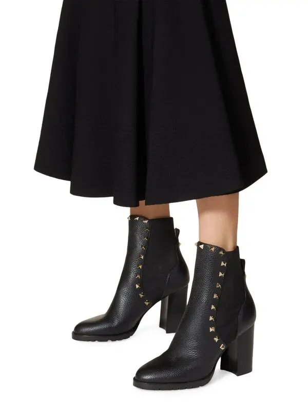 Valentino Garavani Rockstud 80mm Grainy Calfskin Ankle Boots