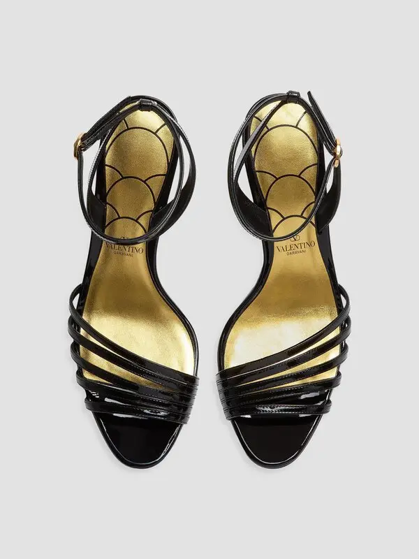 Valentino Garavani Ladycrush 85mm Patent Leather Sandals With Crystals