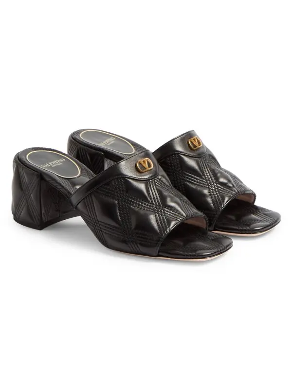 Valentino Garavani Quiltie 67 Quilted Nappa Leather 60mm Slide Sandals