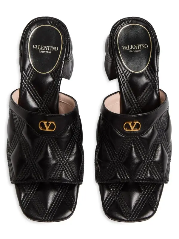 Valentino Garavani Quiltie 67 Quilted Nappa Leather 60mm Slide Sandals