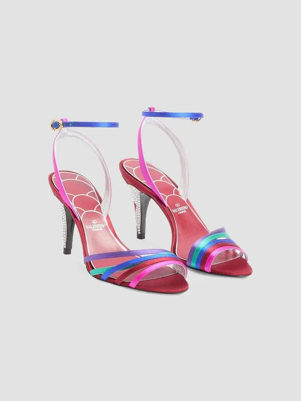 Valentino Garavani Ladycrush 85mm Satin Sandals With Crystals