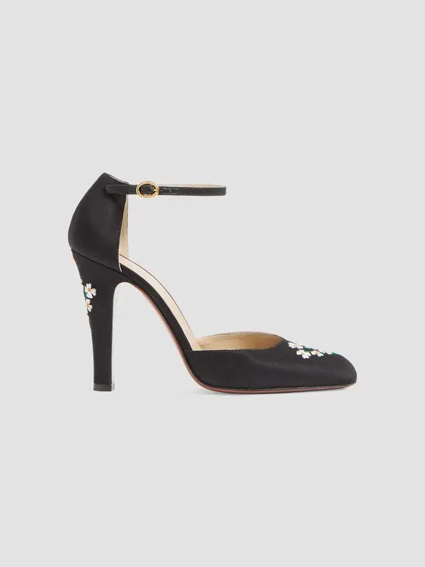 Valentino Garavani Hi Dolly Fabric 105mm Pumps With Floral Embroidery - Black