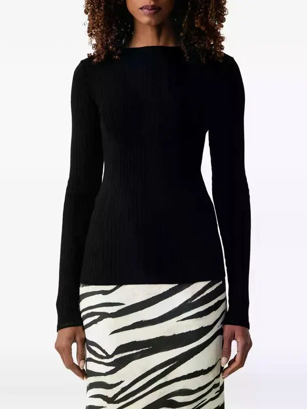 Patrizia Pepe Ribbed-knit Boat-neck Sweater