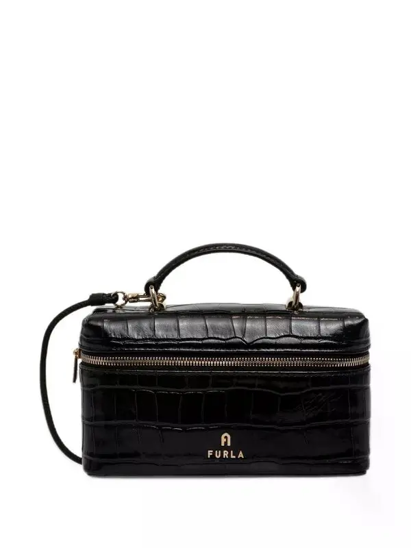Furla Camelia Micro Croc-effect Make-up Bag - Black