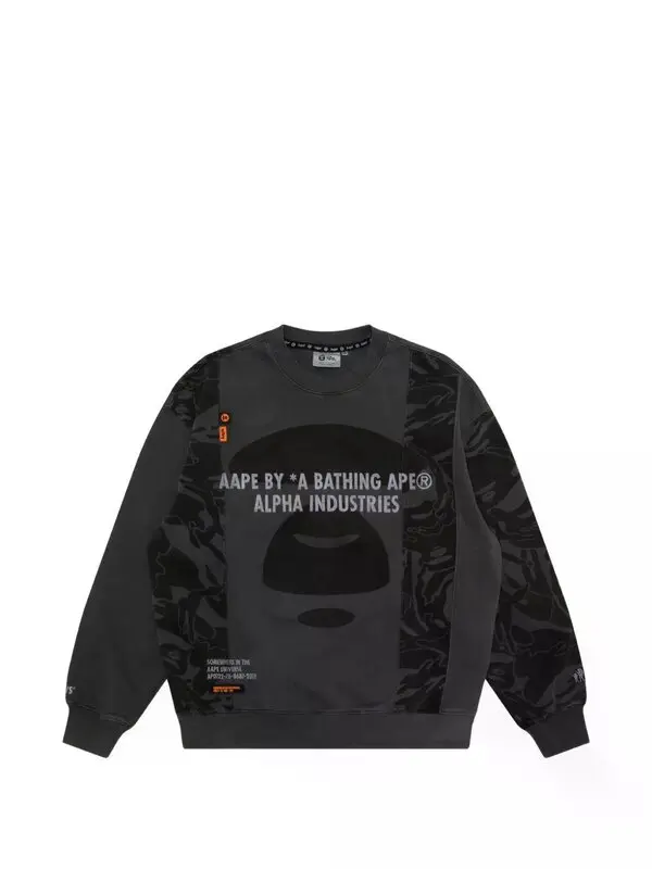 AAPE BY *A BATHING APE X Alpha Industries Moonface Logo-print Sweatshirt - Black