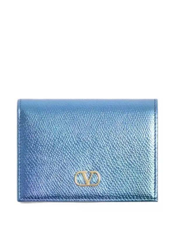 Valentino Garavani Vlogo Signature Grainy-calfskin Wallet - Blue