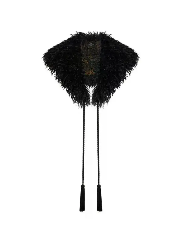 Etro Faux Fur Collar With Jacquard-interior - Black