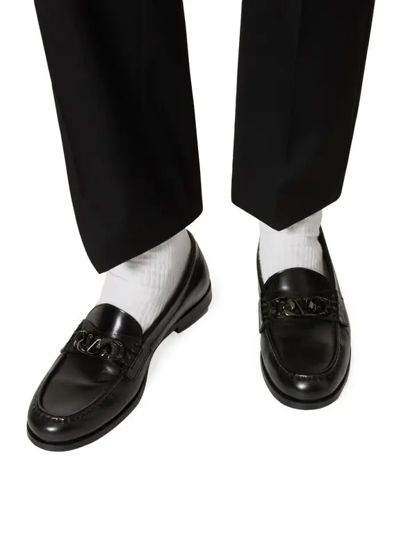 Valentino Garavani Vlogo Chain Calfskin Loafers