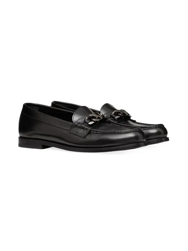 Valentino Garavani Vlogo Chain Calfskin Loafers
