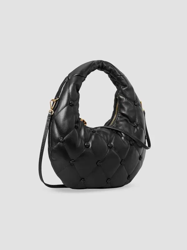 Tory Burch Bunny Knot Quilted Leather Crescent Top Handle Bag