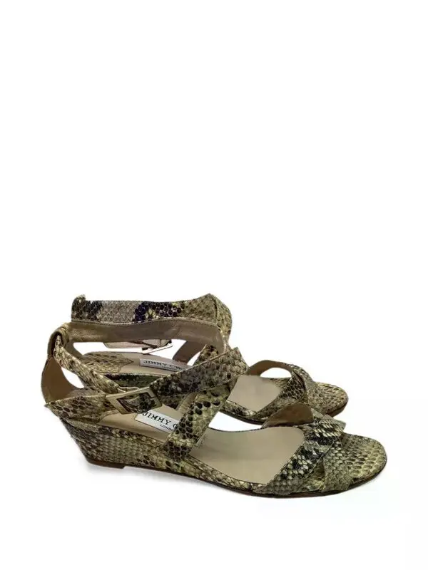 JIMMY CHOO Cross-strap Wedge Sandals - Neutrals
