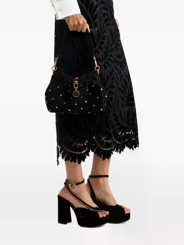 Etro Small Vela Blossom Bag In Suede With Jewel Studs