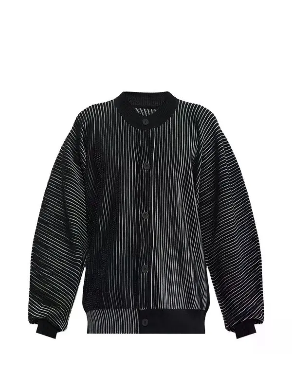 Issey Miyake In The Shadow Pleated Pinstripe-pattern Cardigan