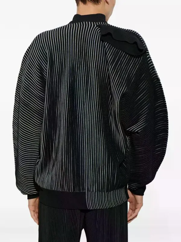 Issey Miyake In The Shadow Pleated Pinstripe-pattern Cardigan