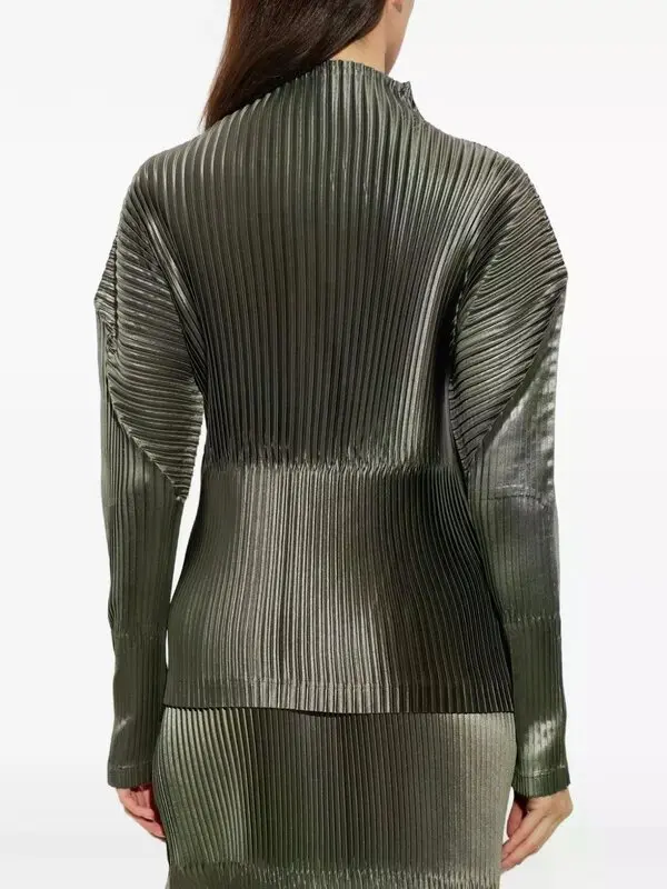 Issey Miyake Pleated Mock-neck Top
