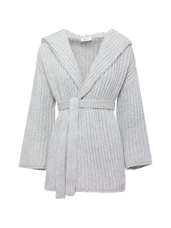 KANGRA Ribbed Hooded Cardigan - Grey