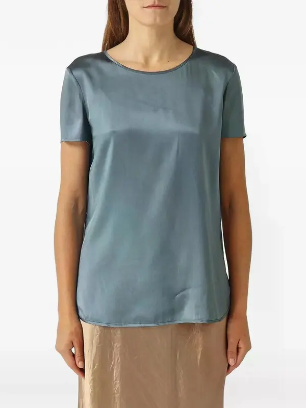 Max Mara Satin-finish Short-sleeve T-shirt - Blue